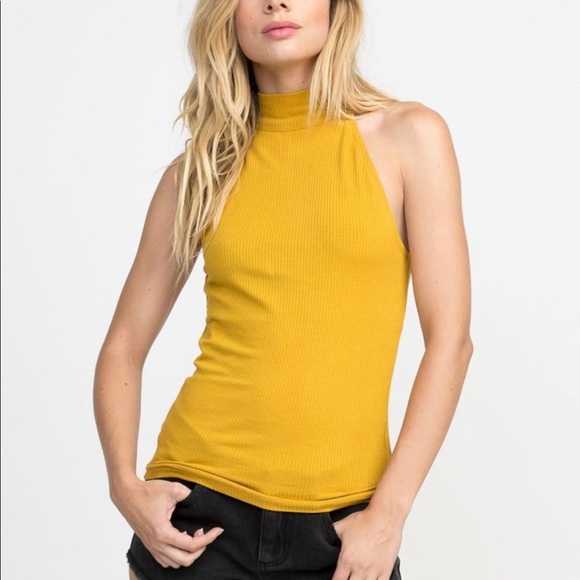 RVCA | Tops | Rvca Tank With High Neck Line And Back Zipper Mustard ...